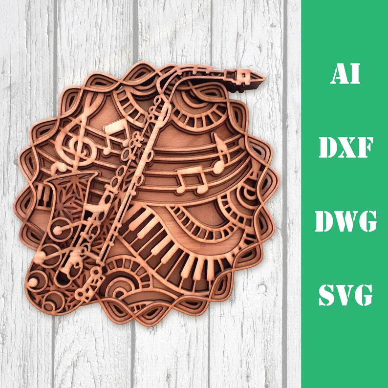 Bundle Music Instruments Layered Mandala Guitar Saxophone Drum | Etsy