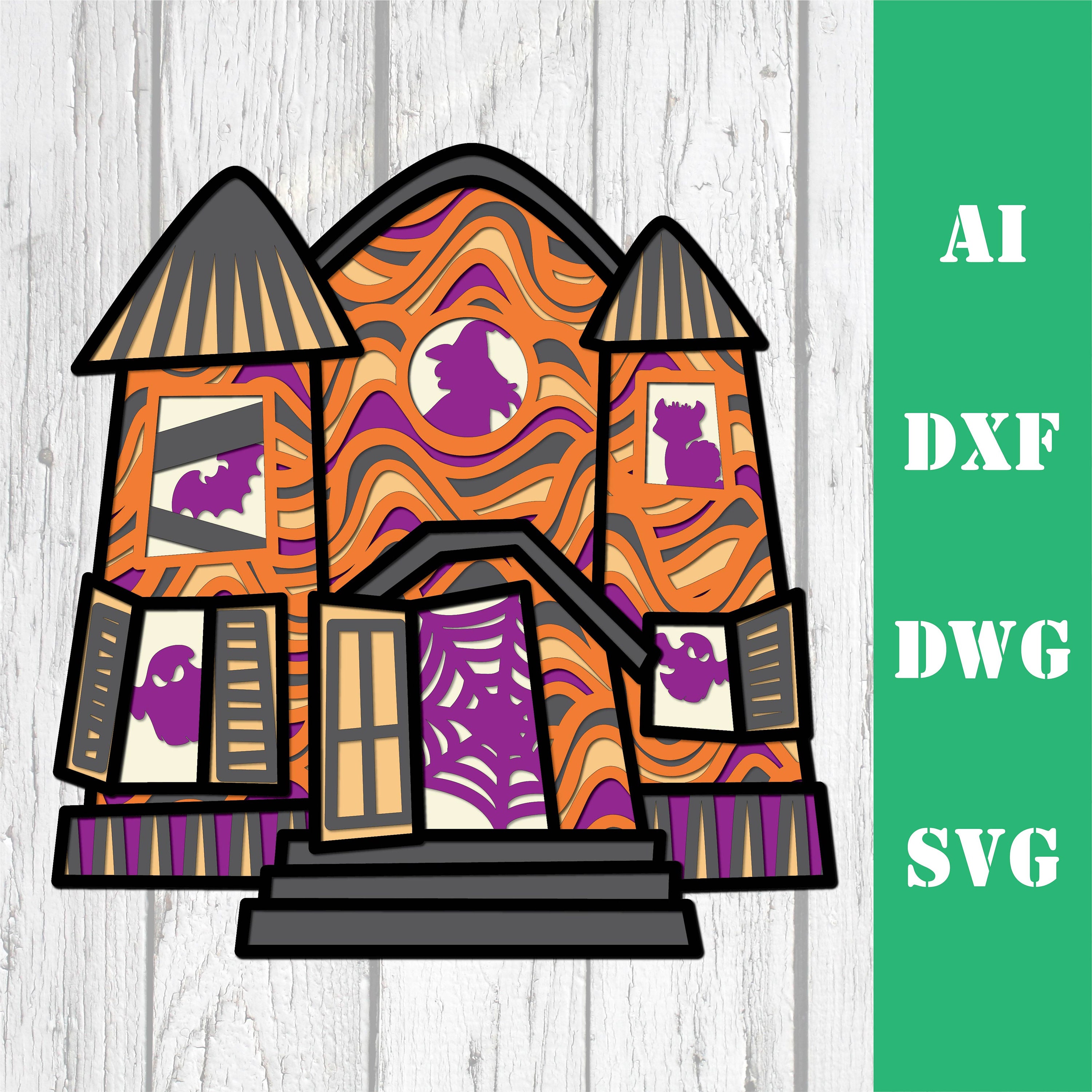 Haunted House Halloween Layered 3d Multi Layer Mandala Model Laser Cut ...