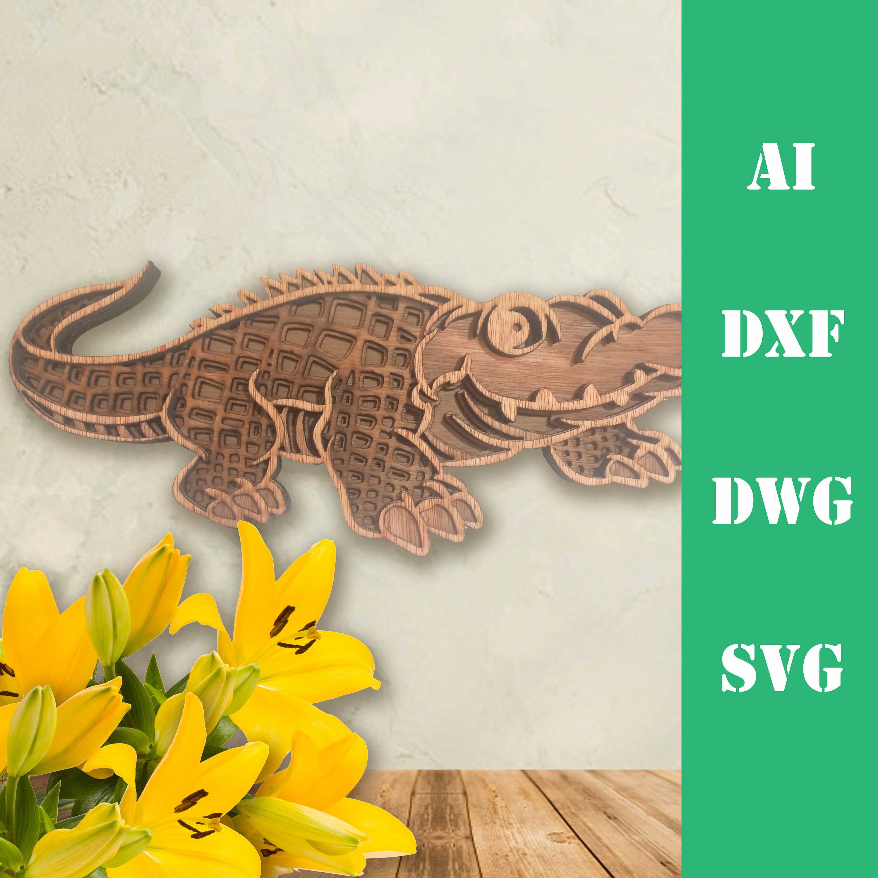 Alligator see you later multi layer mandala laser cut file | Etsy