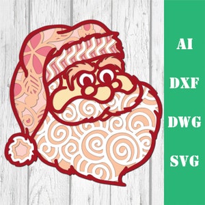 Layered Santa 3D Christmas Multi Layer Mandala Laser Cut File Glowforge ...