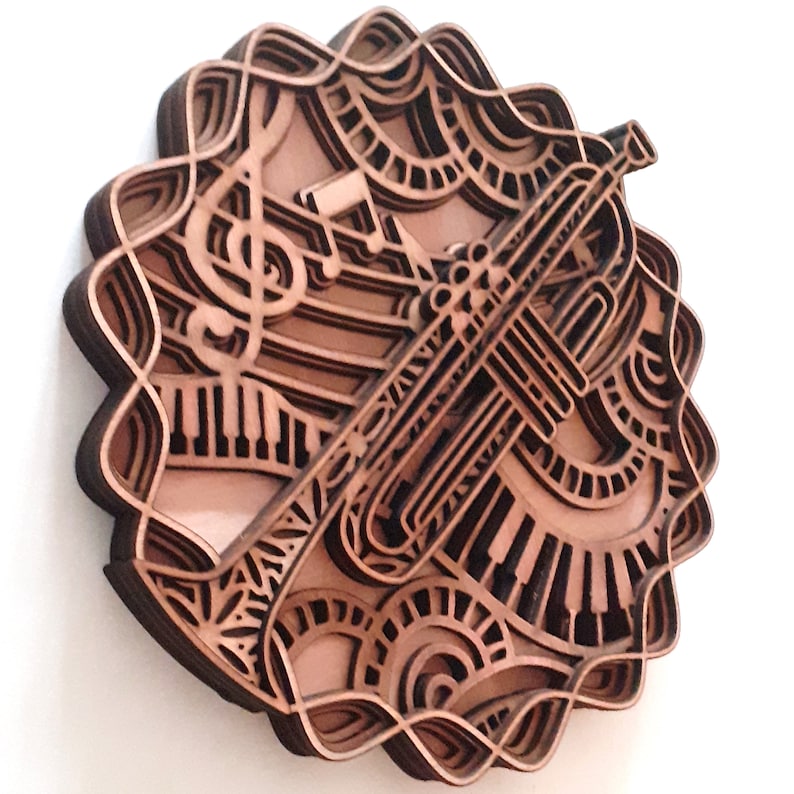 Trumpet Music Instrument Layered Laser Cut File Multi Layer Mandala SVG ...