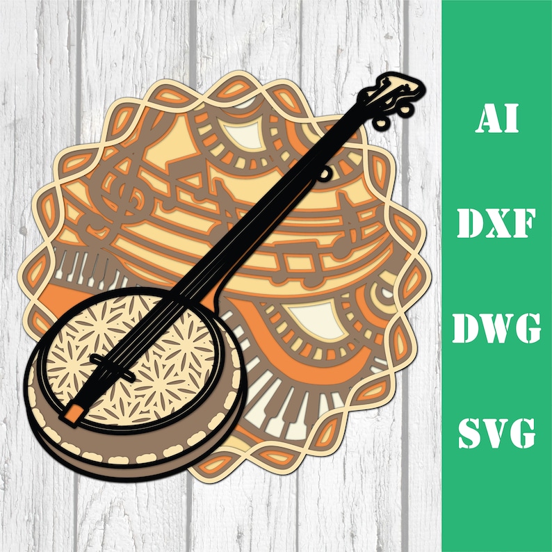 Banjo Music Instrument Layered Laser Cut File Multi Layer - Etsy