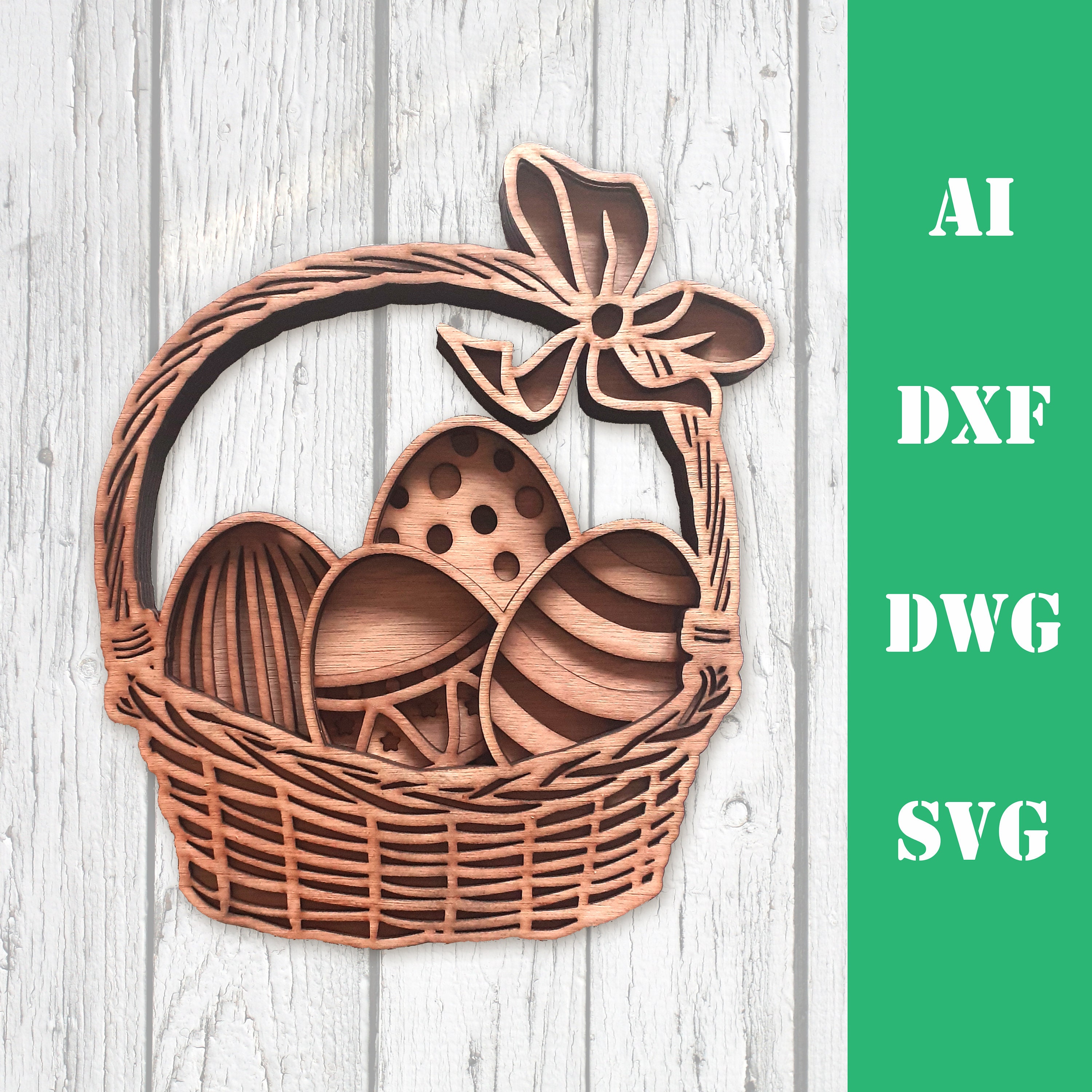 Easter eggs basket layered multi layer mandala 3d laser cut | Etsy