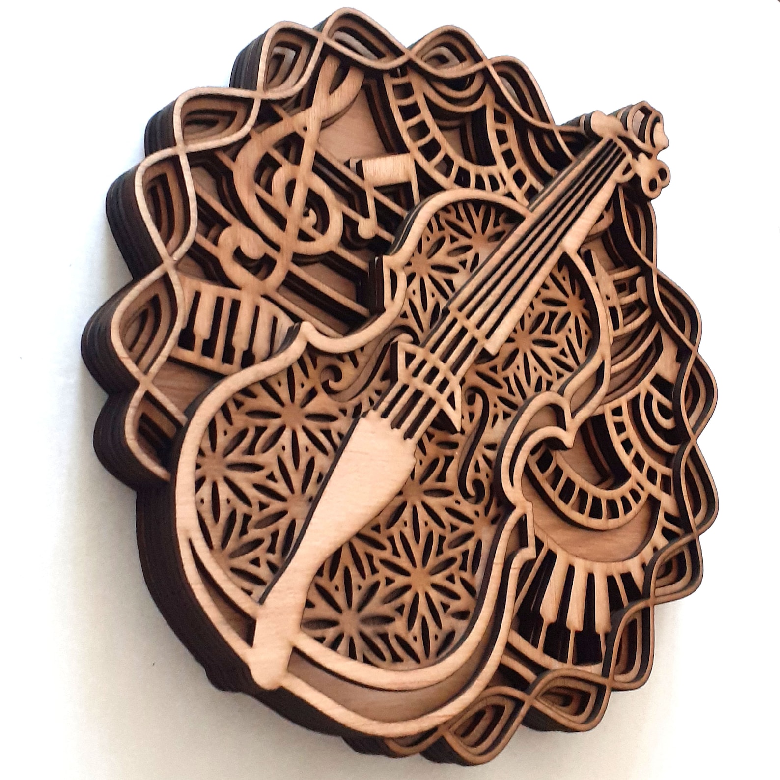 Violin Music Instrument Layered Laser Cut File Multi Layer Mandala SVG ...
