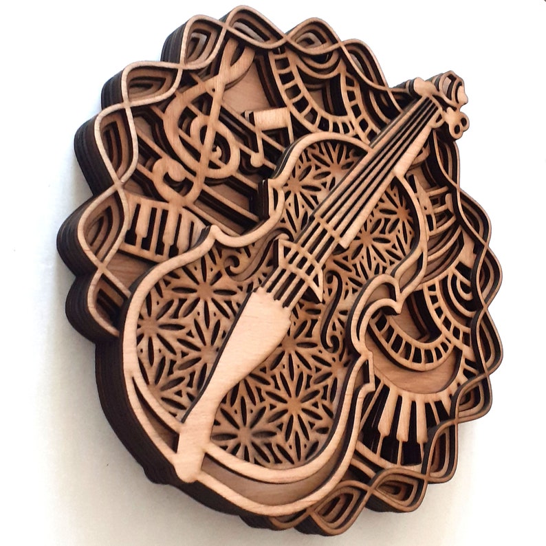 Layered Violin Mandala SVG, Cricut & Laser Cut File, Wall Art (digital ...
