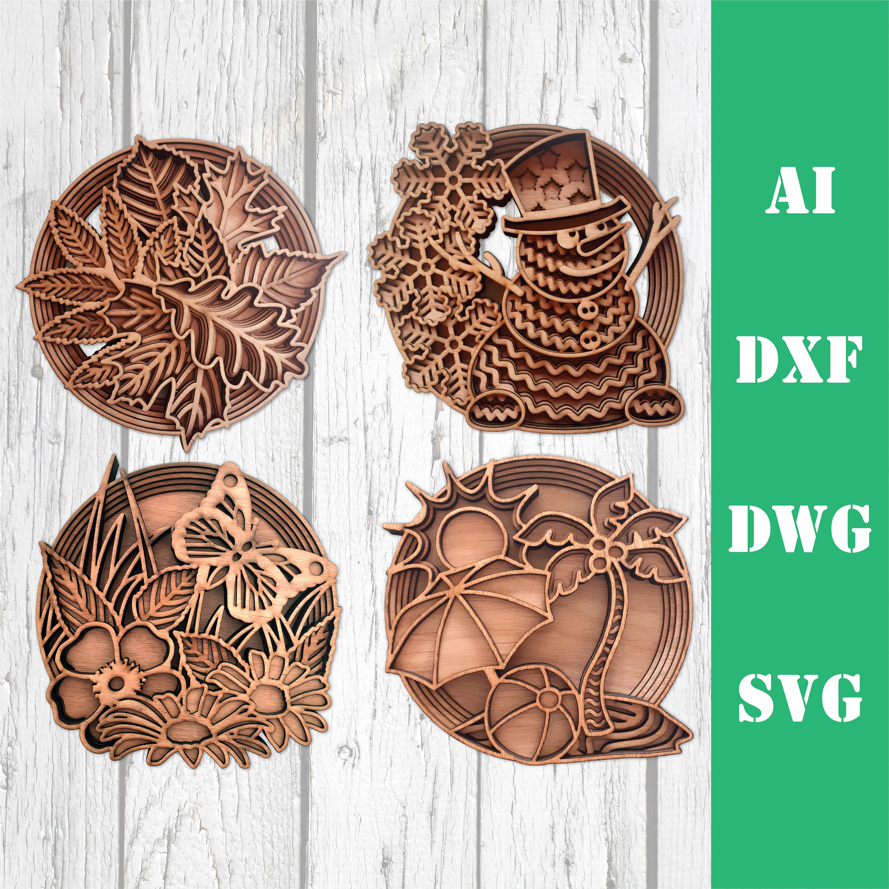 Bundle Seasons Summer Winter Fall Spring Multi Layer Mandala - Etsy