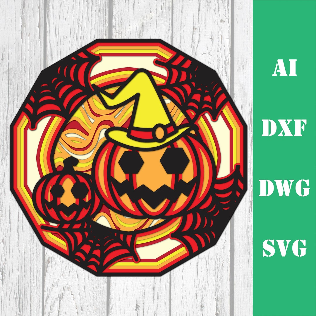 Pumpkin Halloween Layered 3D Multi Layer Mandala Jack O Lantern Laser ...