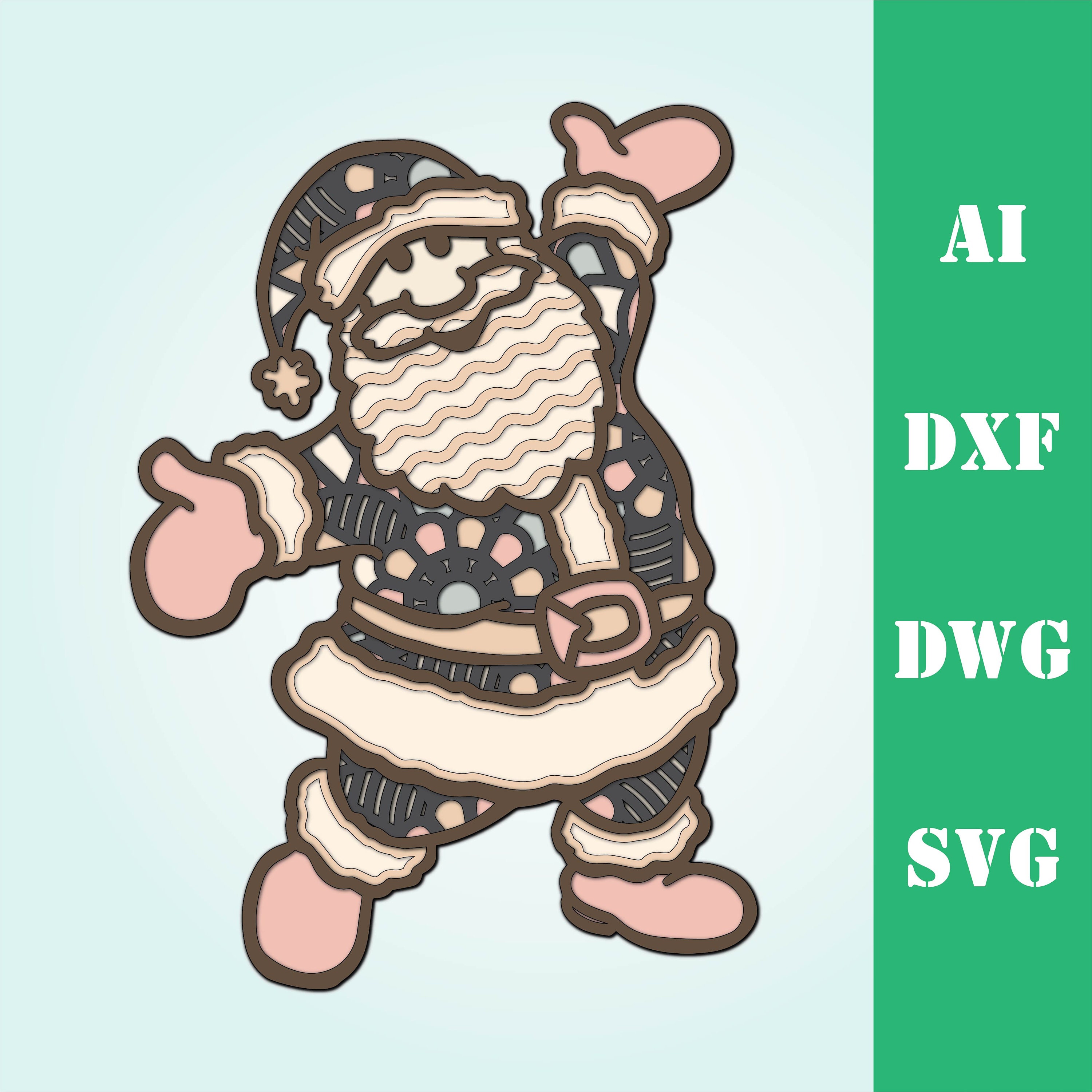 3d layered Santa Christmas multi layer mandala laser cut file | Etsy