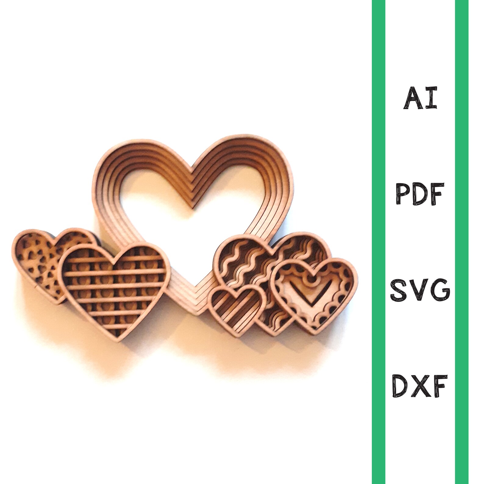 Layered Hearts Valentine Love 3D Hearts Multi Layer Mandala Laser Cut ...
