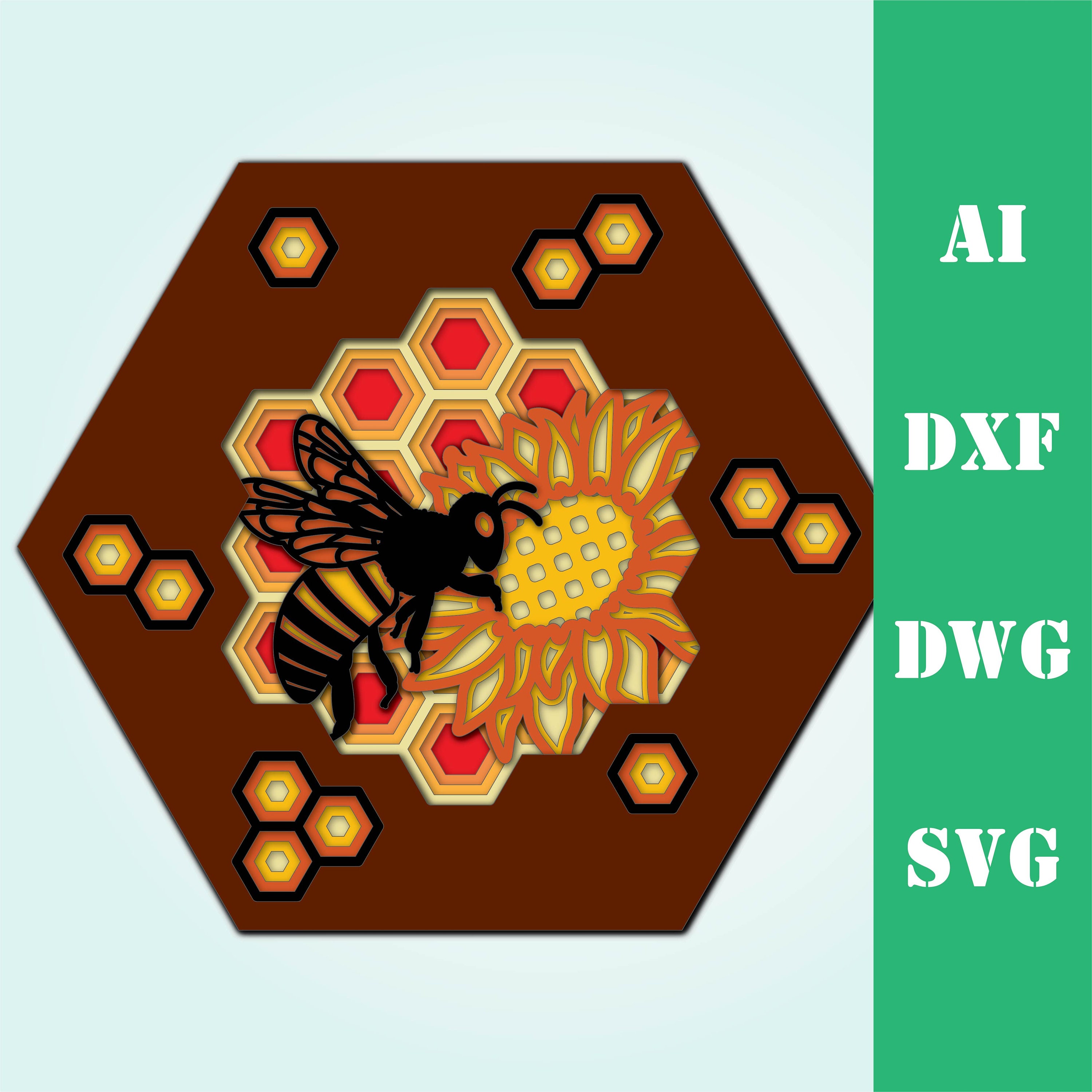 Beehive Bee Sunflower Multi Layer Mandala Model Laser Cut File ...