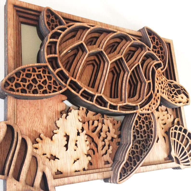 Sea turtle ocean multi layer mandala model laser cut file | Etsy