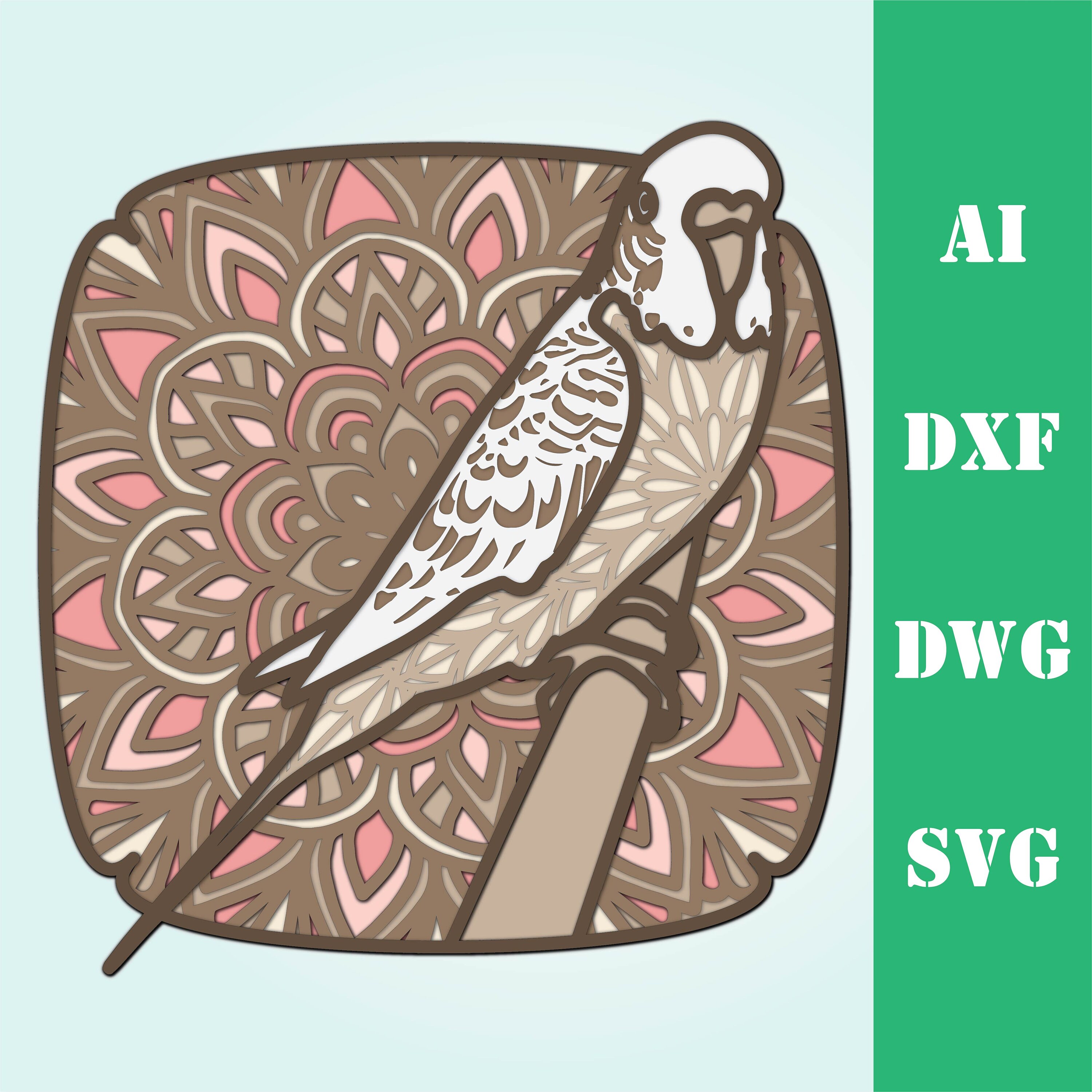 3D Mandala Parakeet Laser Cut File, Wall Art Decor (svg Dxf Ai Dwg) - Etsy