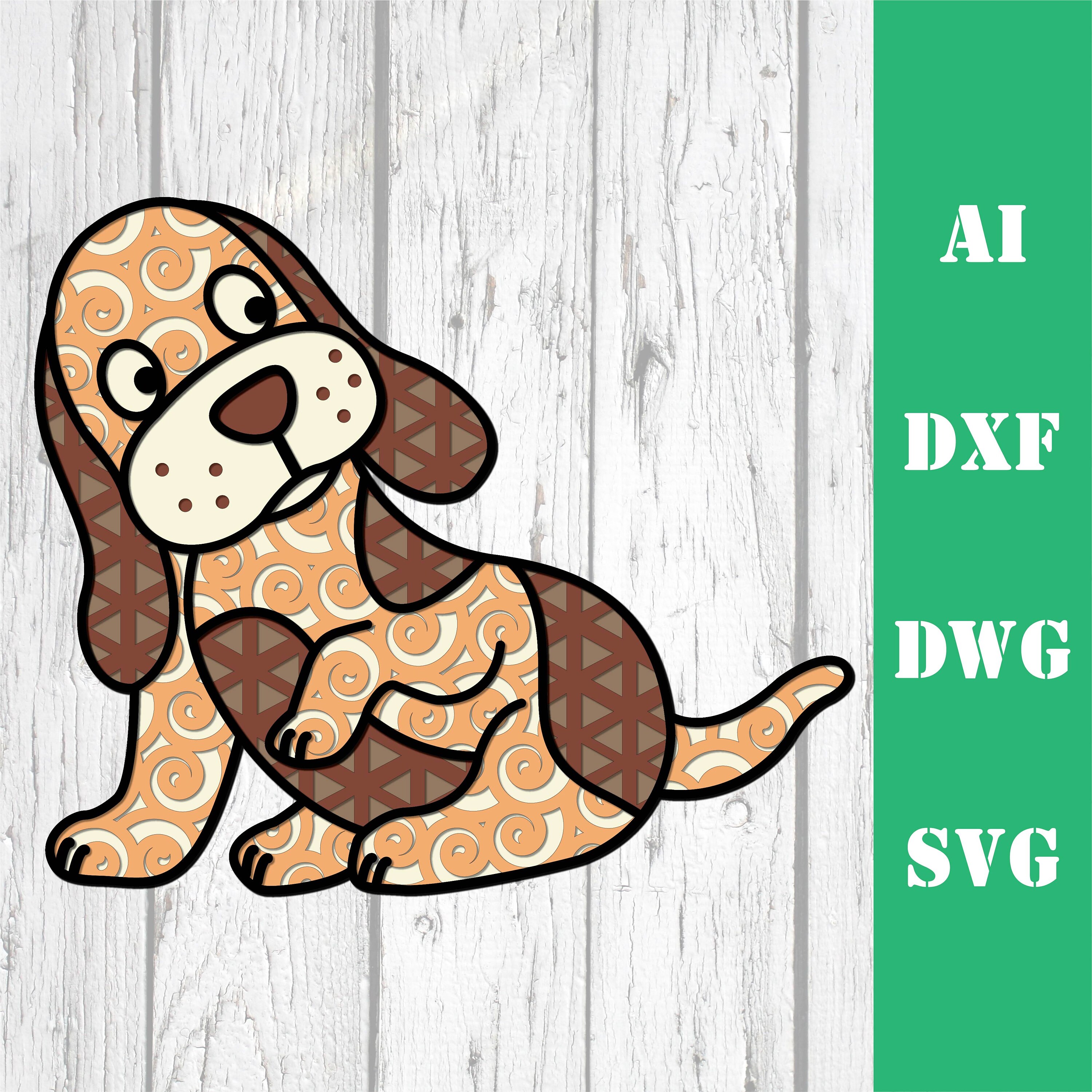Dog Puppy Layered Cute Baby Dog Multi Layer Mandala Model Laser Cut ...