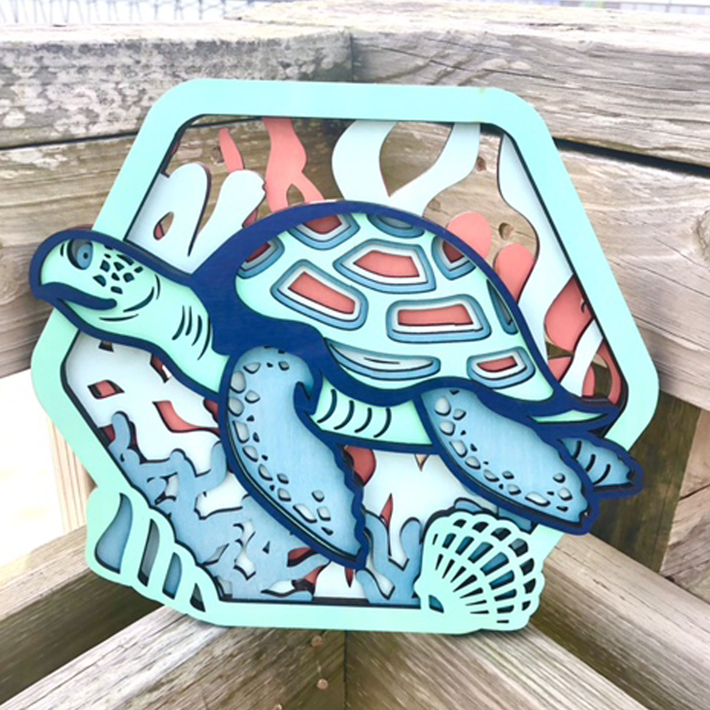Layered Sea Turtle Multi Layer Mandala 3d Ocean Model Laser - Etsy