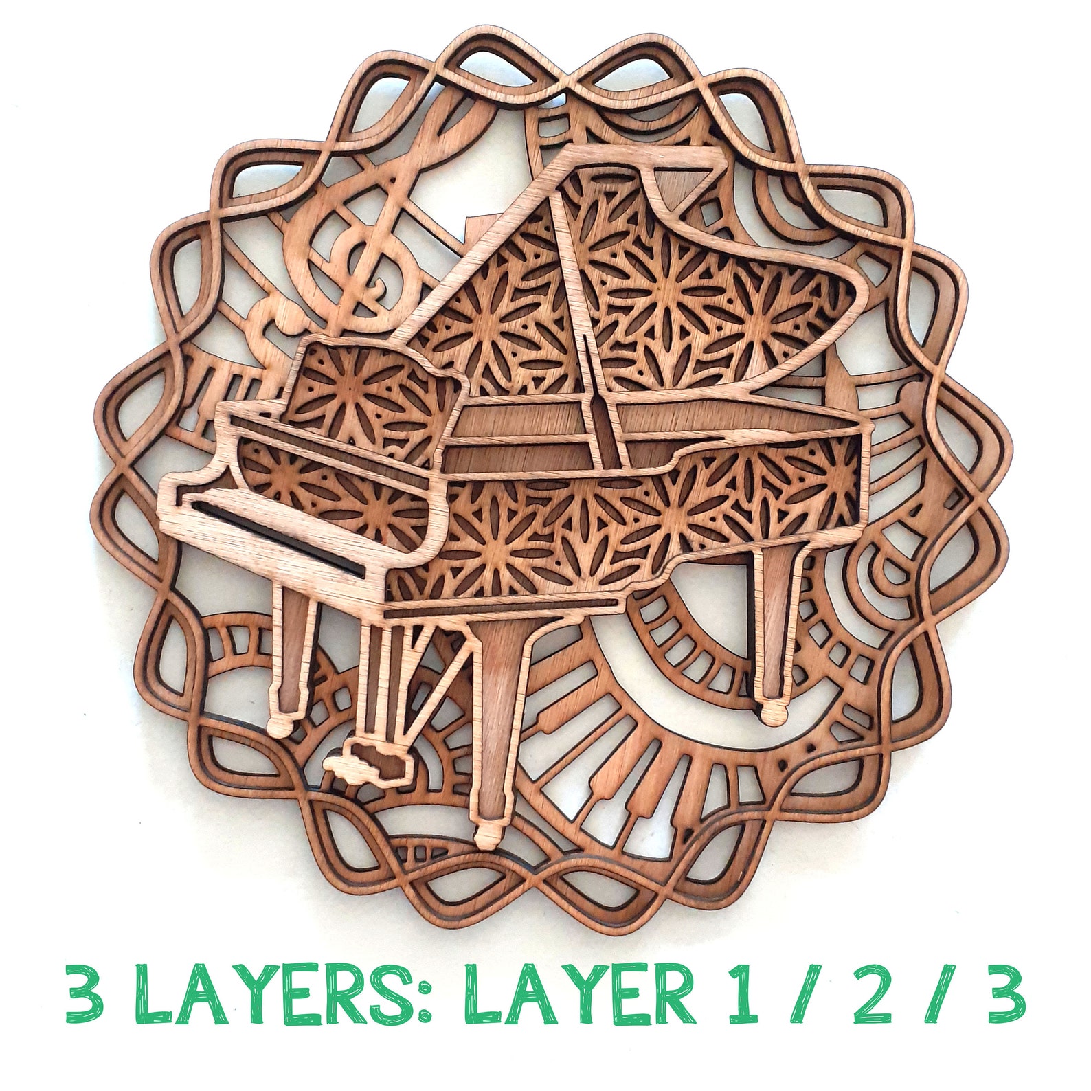 Piano music instrument multi layer mandala model laser cut | Etsy