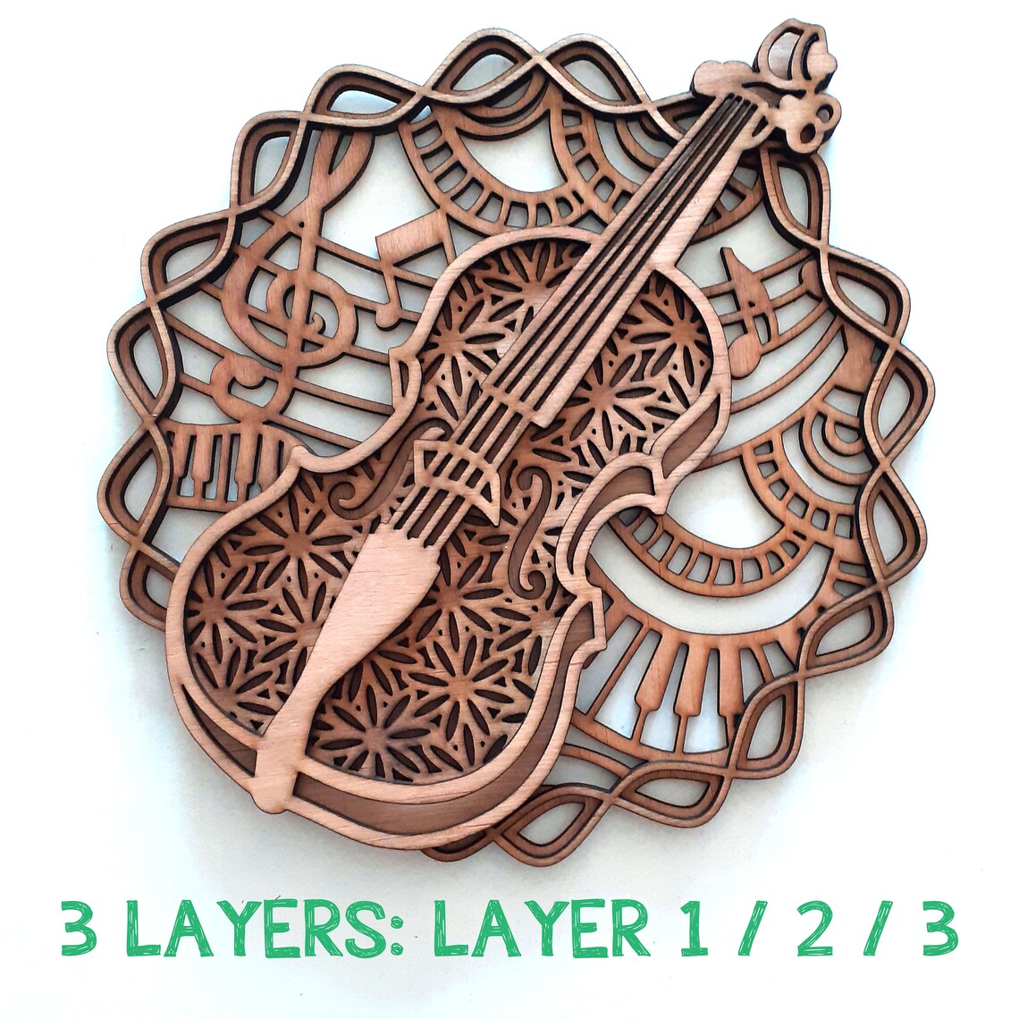 Layered Violin Mandala SVG, Cricut & Laser Cut File, Wall Art (digital ...