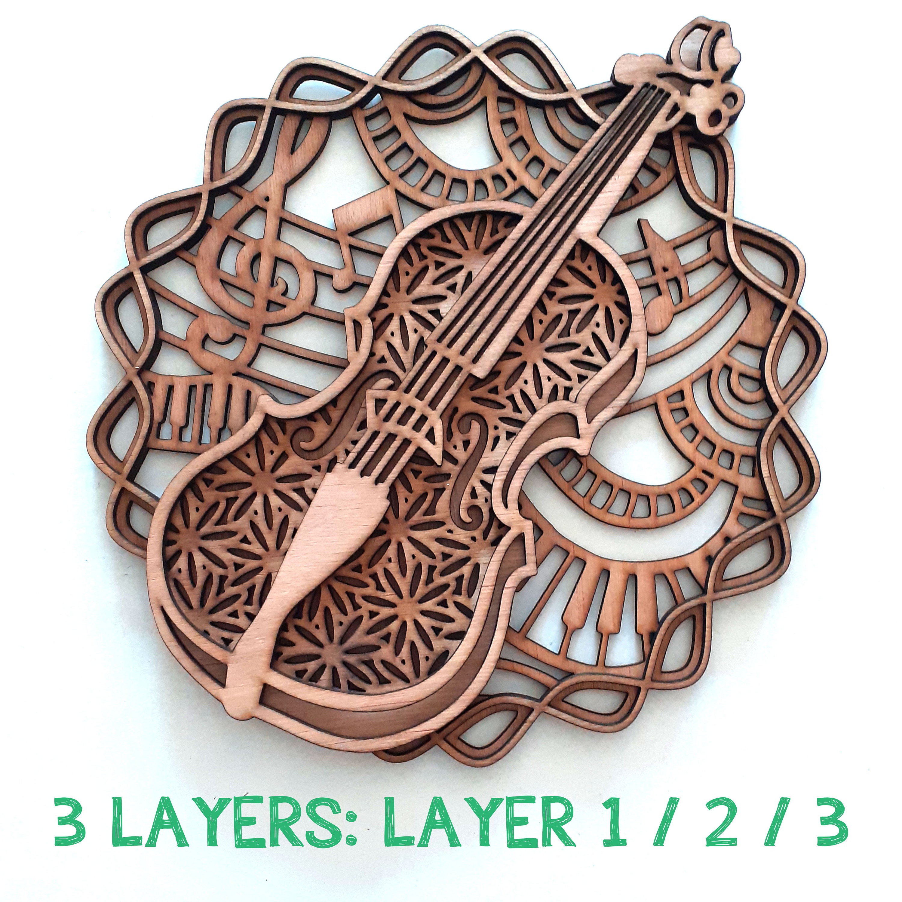 Violin Music Instrument Layered Laser Cut File Multi Layer Mandala SVG ...
