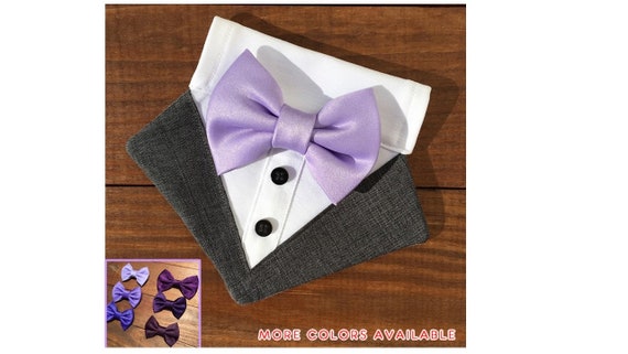 Dark Grey Dog Bow Tie Tuxedo Bandana light Purple Bow Tie Tux Bandana dog Ring Bearer purple Dog Wedding Bow Tie Bandana purple Dog Bowtie Etsy Canada
