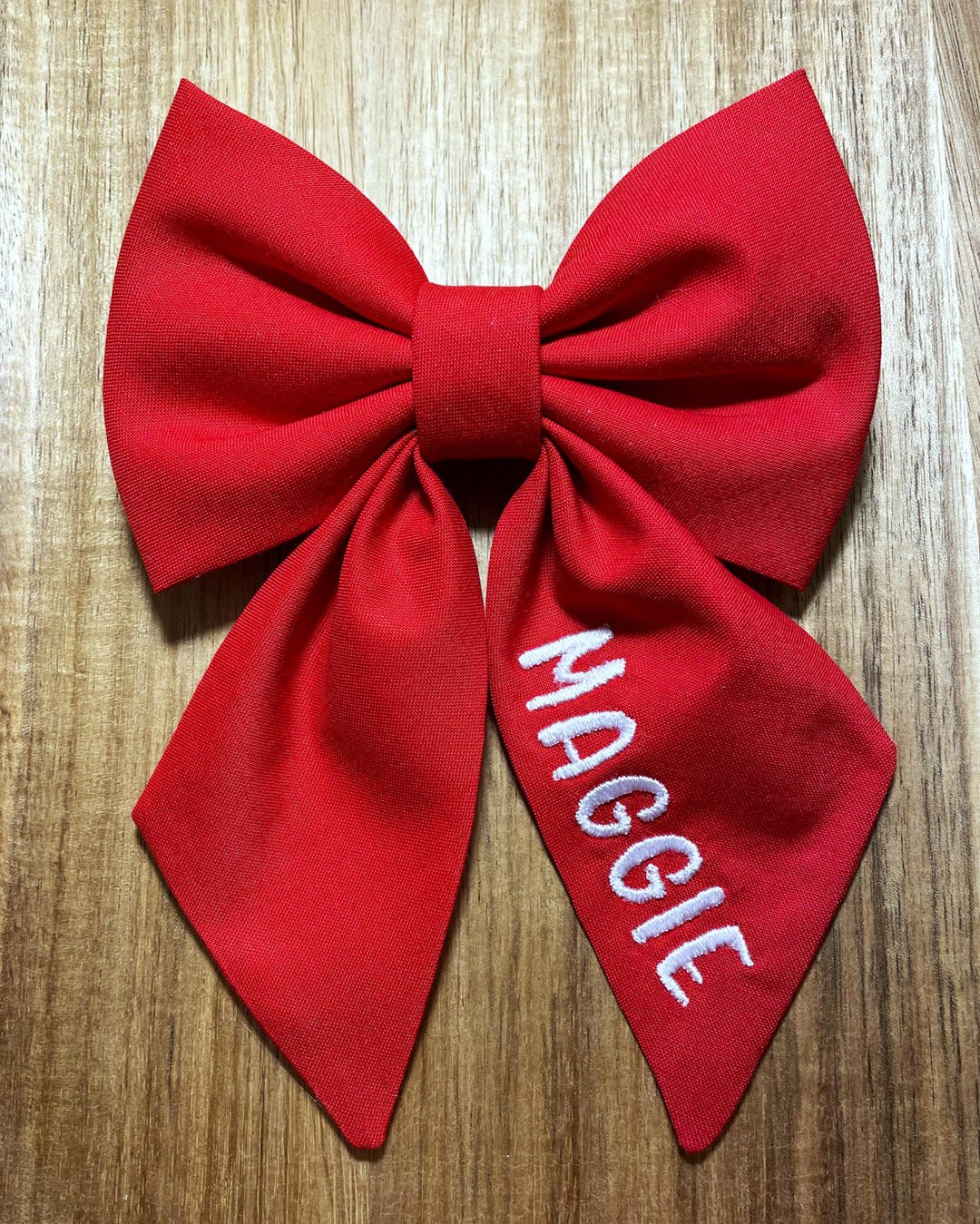 Red Embroidered Dog Bow-personalized Dog Bow-custom Made Red Dog Bow ...