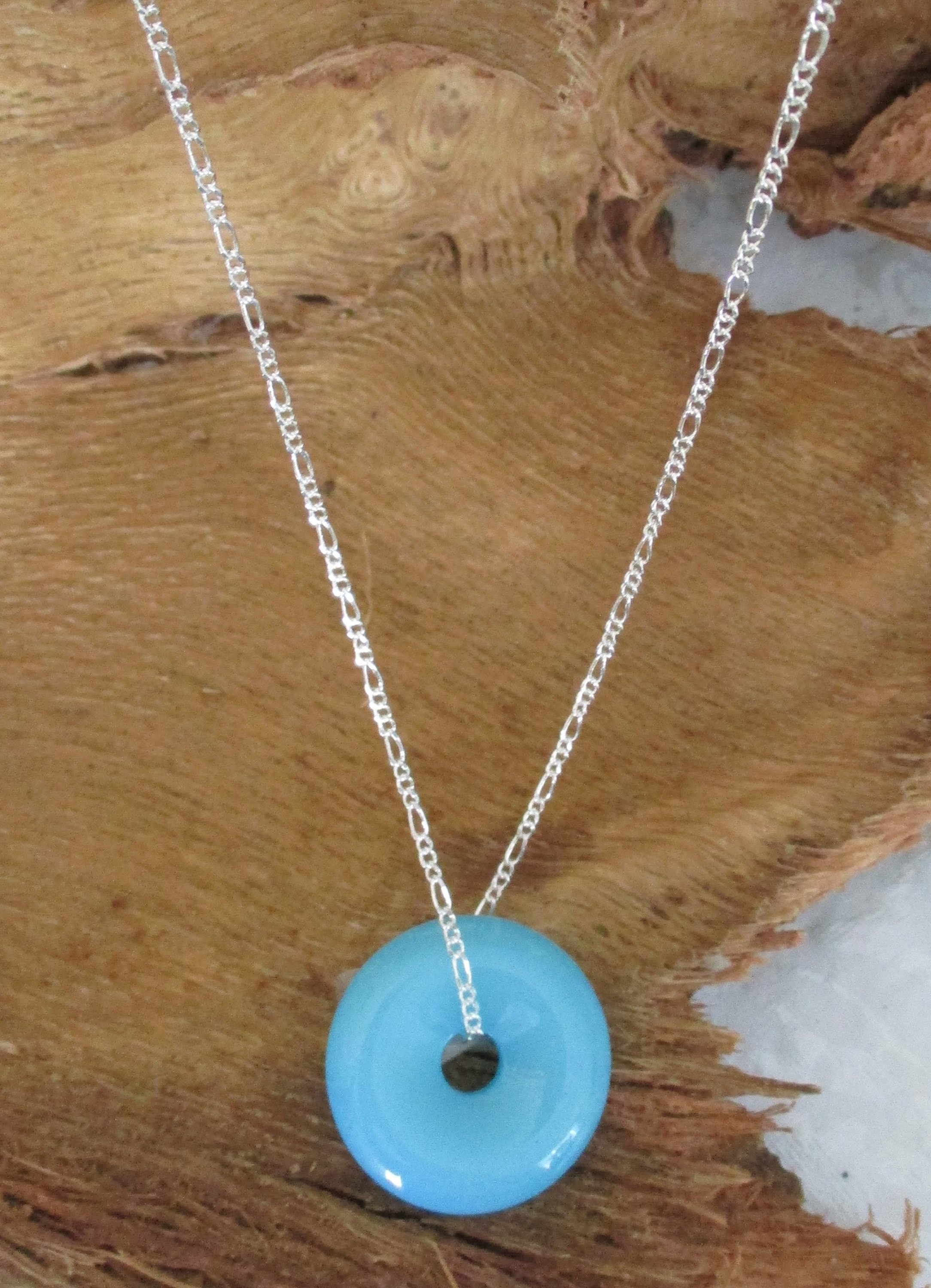 Aqua Blue Jade Natural Gemstone Donut Energy Pendant Necklace. | Etsy