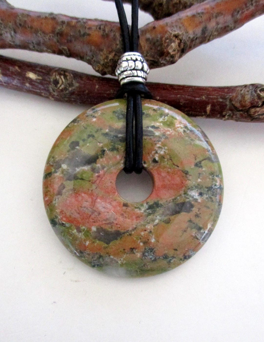 Unakite Natural Stone Energy Donut Pendant Necklace 40mm ED680 - Etsy