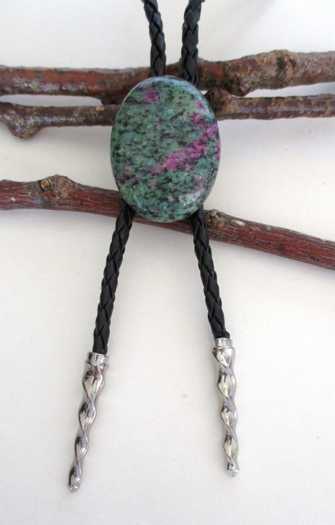 Beautiful Ruby Zoisite Natural Stone Energy Pendant Western Naked Bolo ...