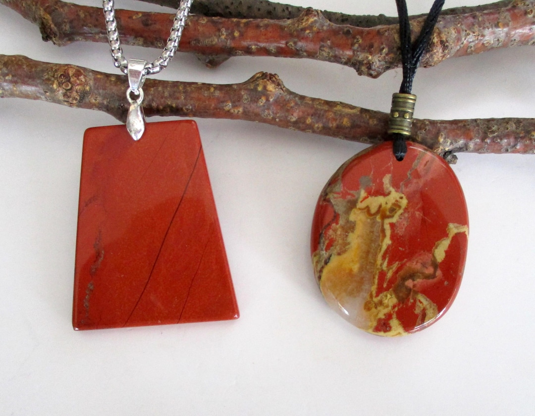 Red Jasper Natural Stone Freeform / Trapezoid Shapes Energy Pendant ...
