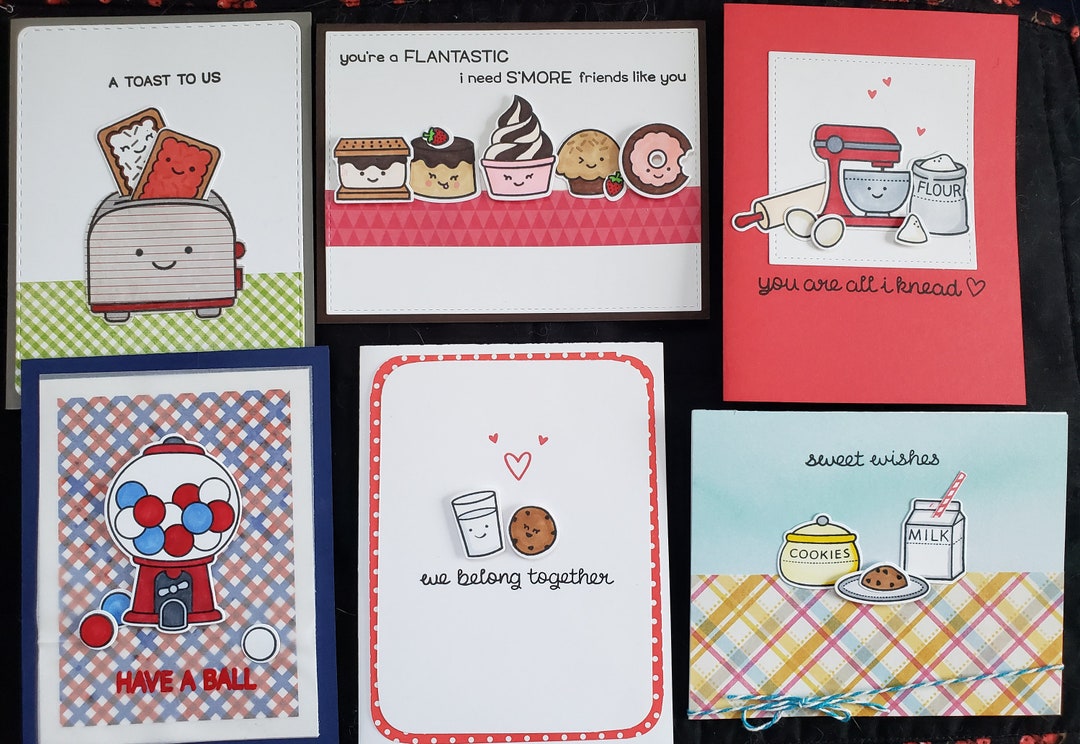Cute Set of 6 Food Themed Cards - Etsy
