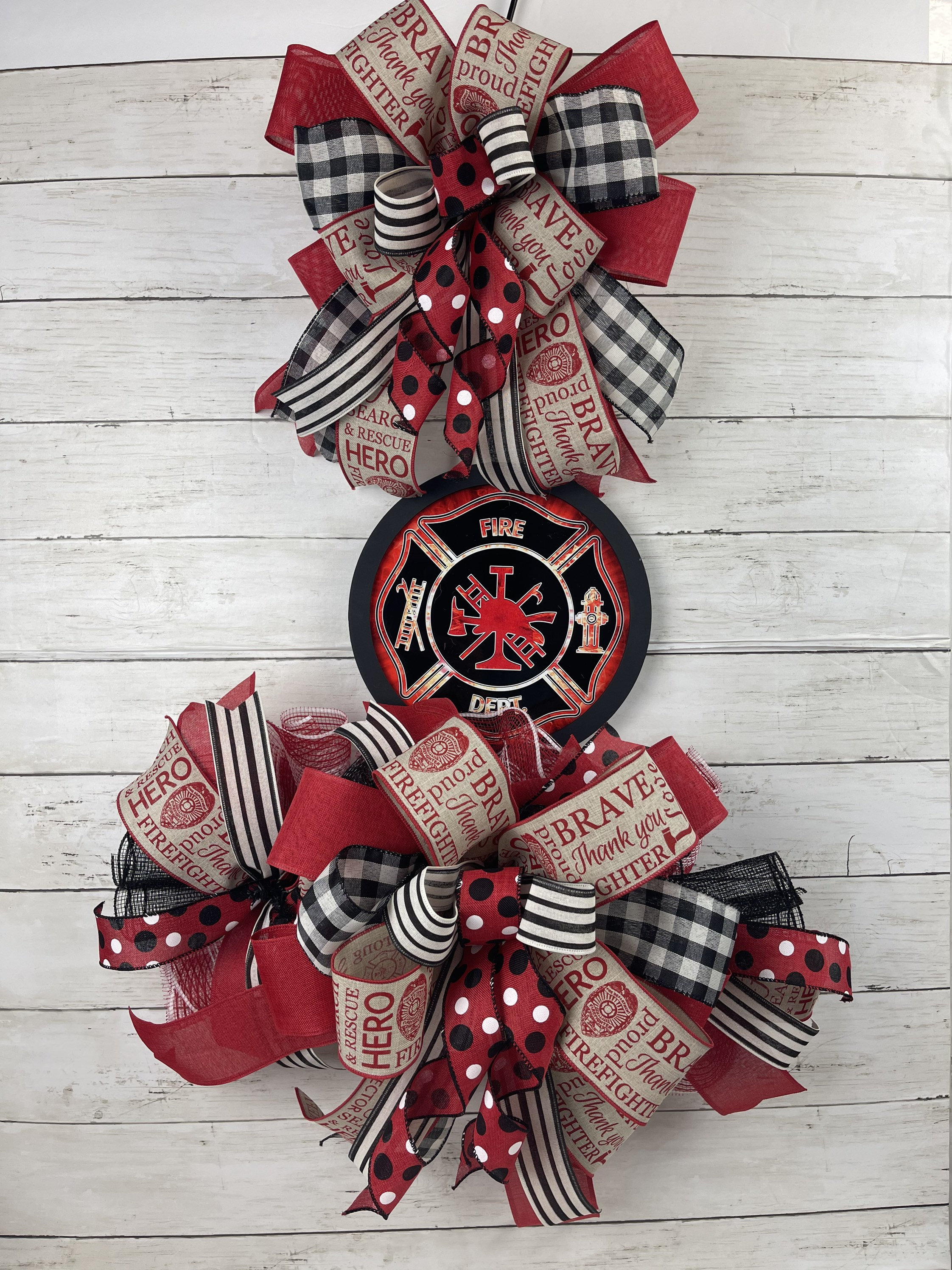 Firefighter Front Door Wreath Firehouse Hero Wall Decor - Etsy
