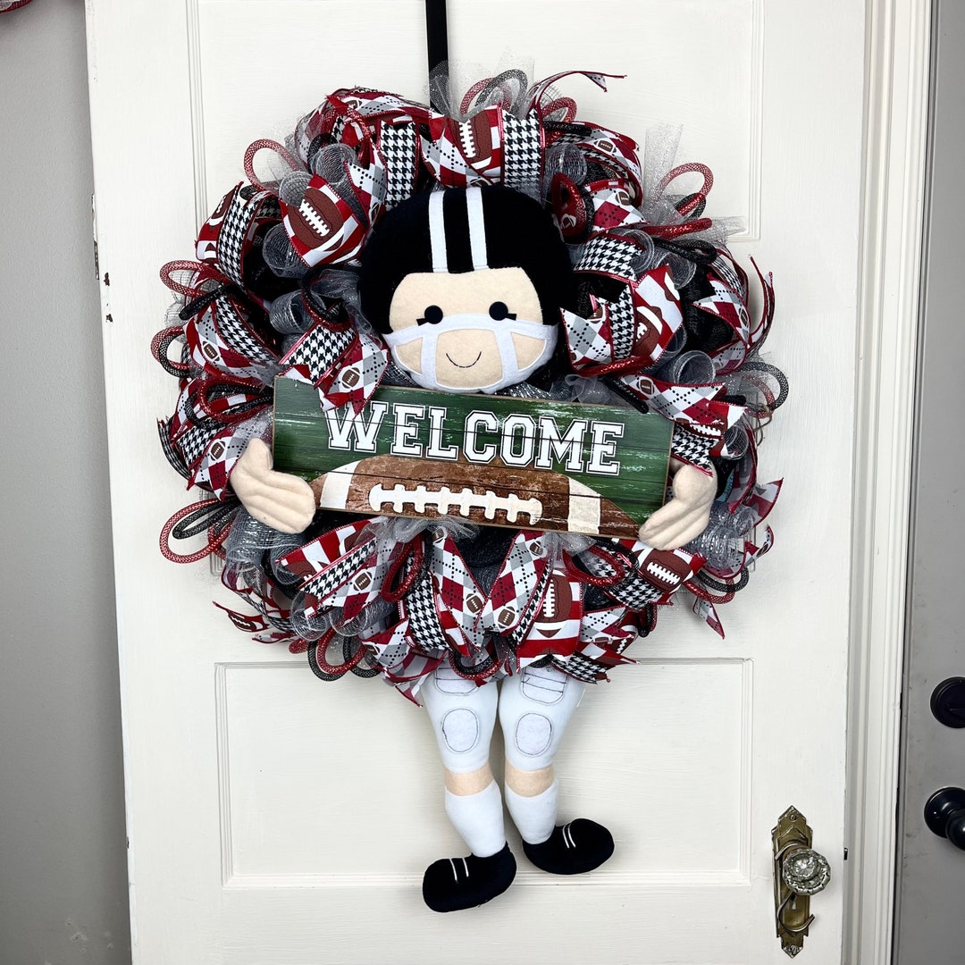 Football Welcome Wreath for Front Door or Sports Room - Etsy