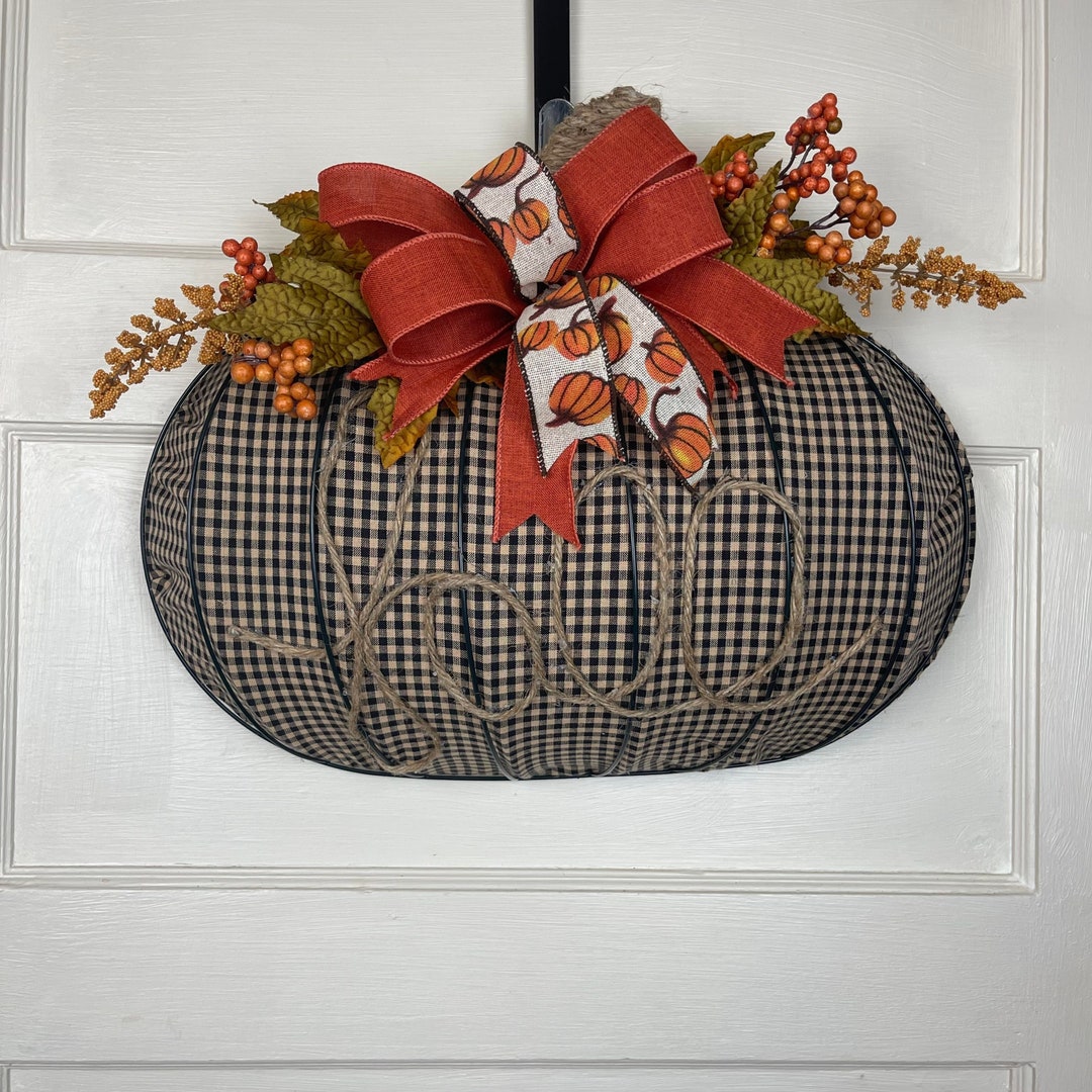 Fall Pumpkin Wreath, Farmhouse Fall Pumpkin Decor, Rustic Pumpkin ...