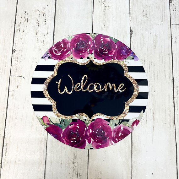 Everyday Welcome Sign for Front Door Rose Welcome Wall Decor - Etsy