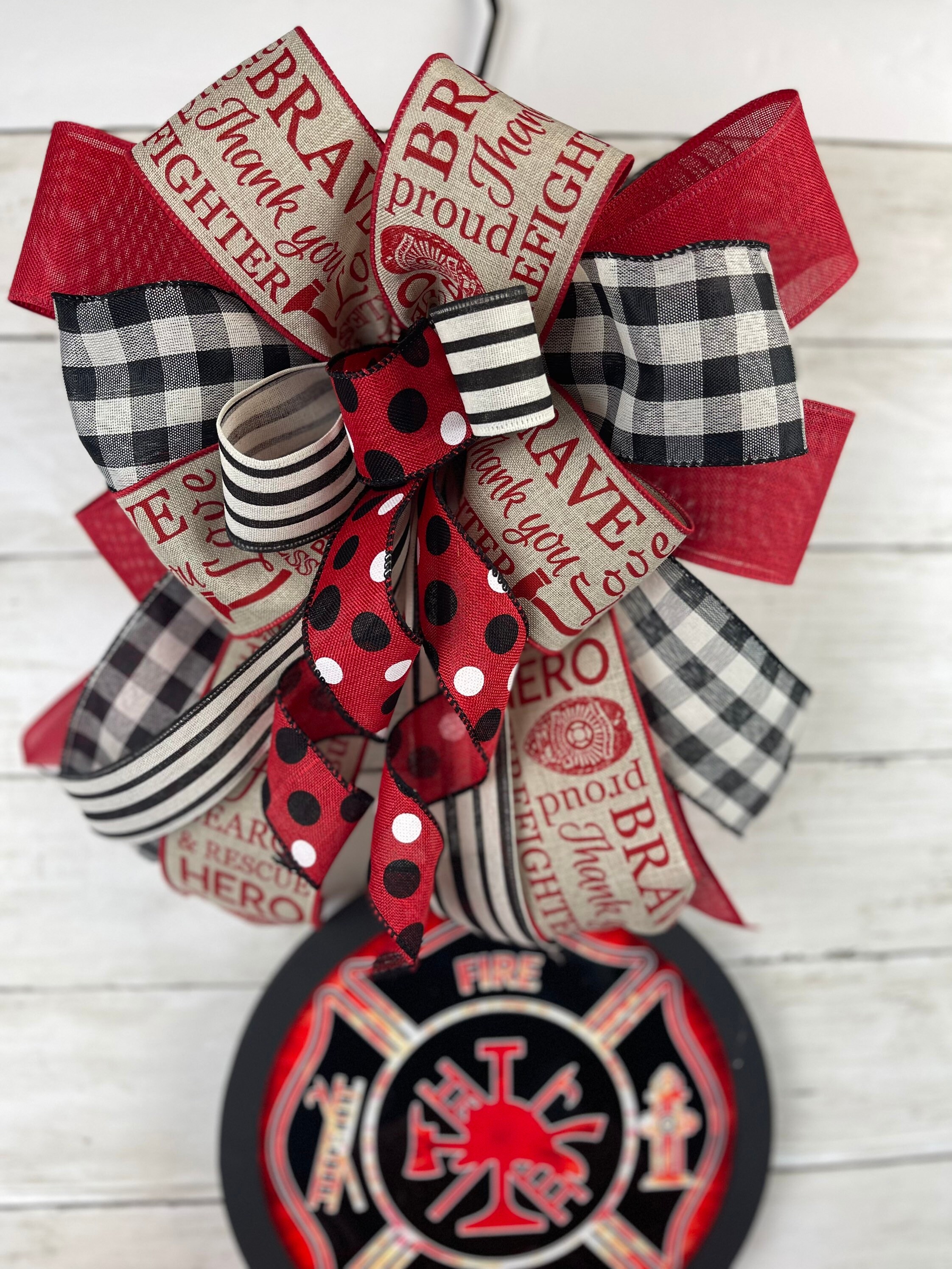 Firefighter Front Door Wreath Firehouse Hero Wall Decor - Etsy