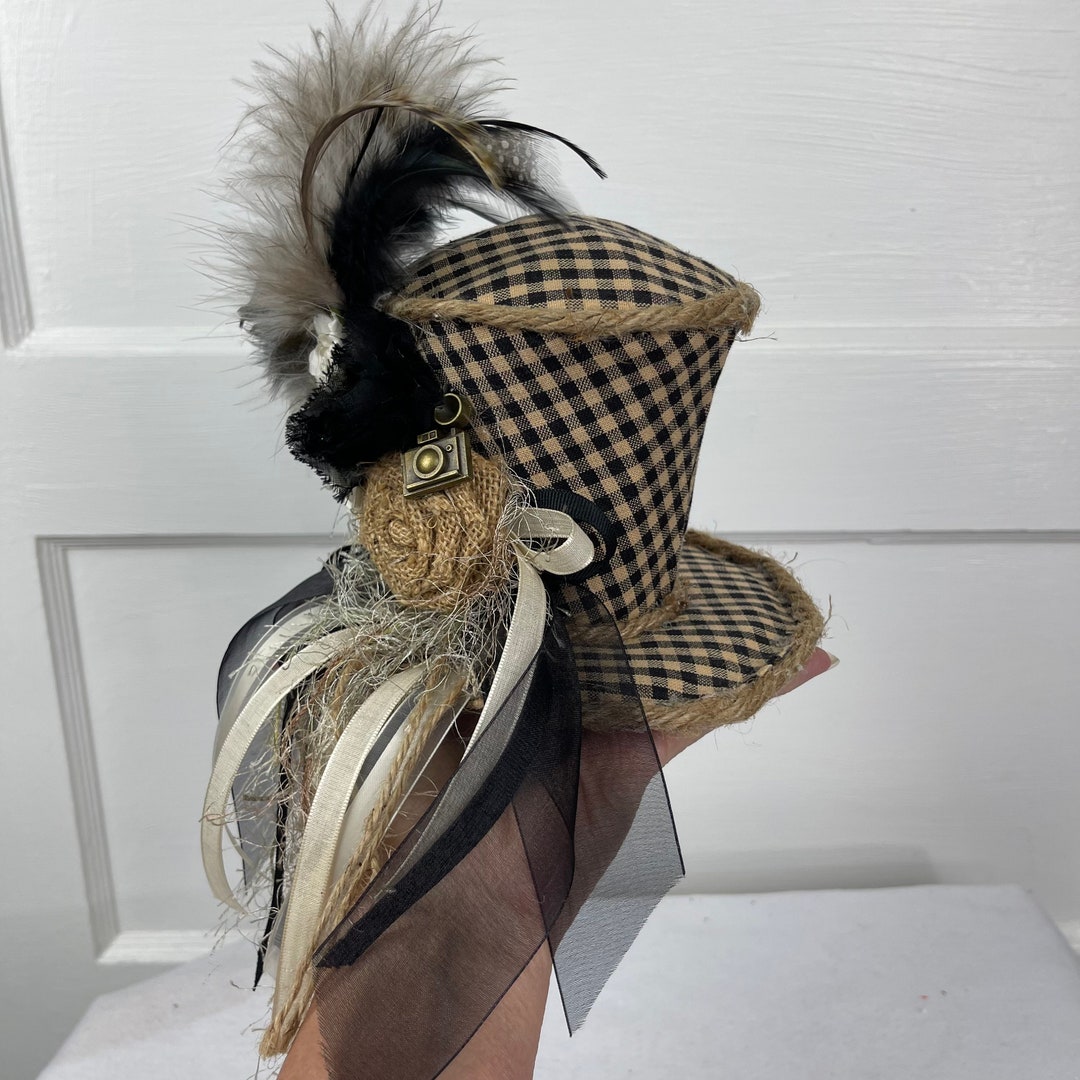 Farmhouse Top Hat, Mini Top Hat Decor, Vintage Style Top Hat, Top Hat ...