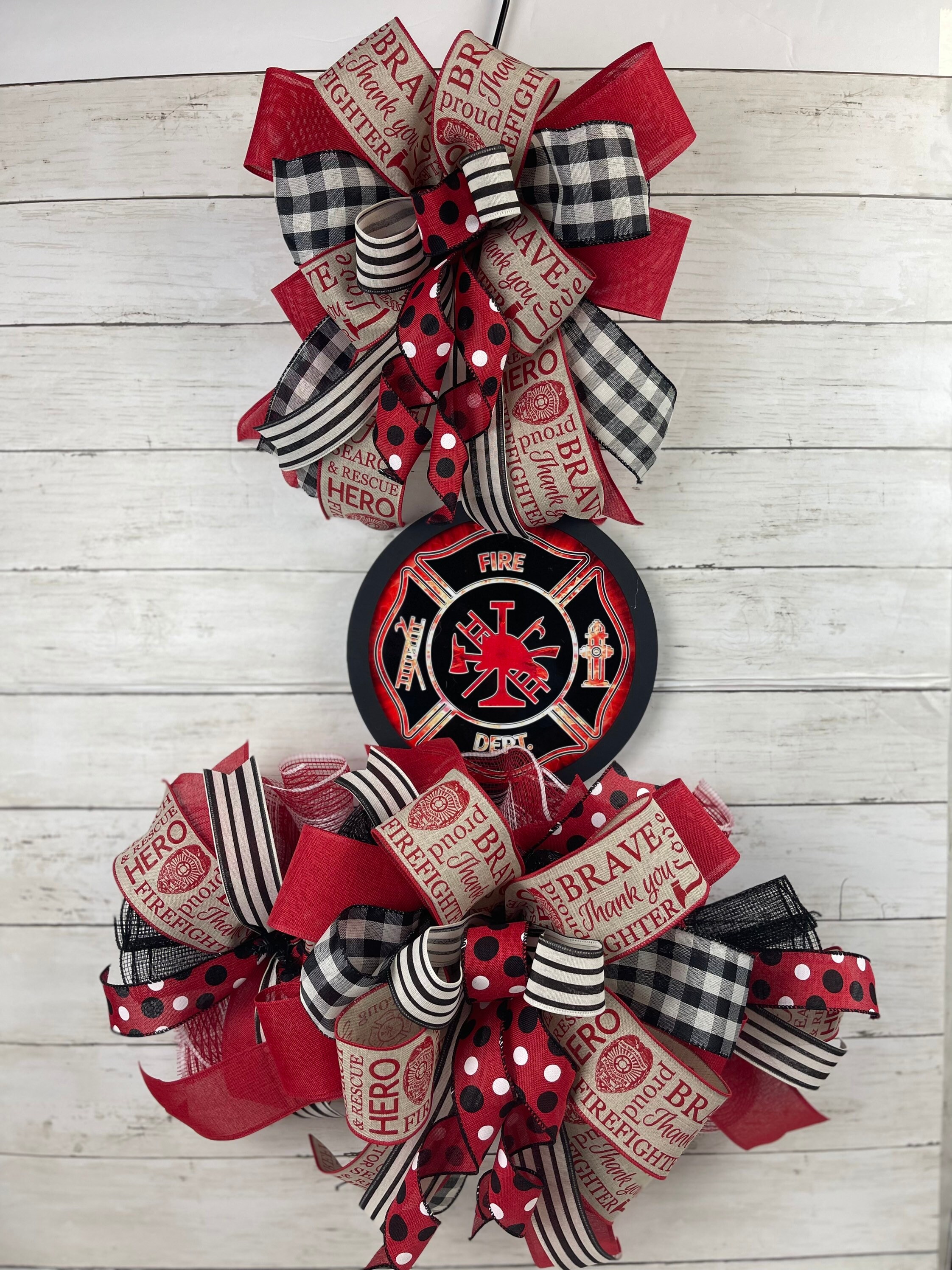 Firefighter Front Door Wreath Firehouse Hero Wall Decor - Etsy