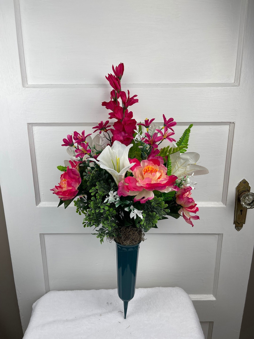 Pink Cemetery Cone Flower Arrangement, Graveyard Arrangement, Cemetery ...