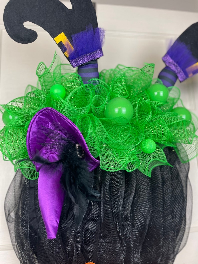 Halloween Witch Cauldron Wreath With Upside Down Witch Legs - Etsy