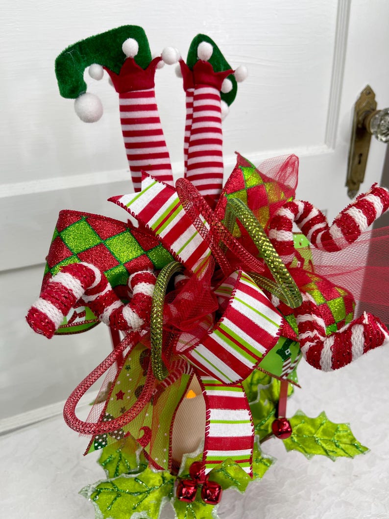 Elf Hat & Legs Lantern Christmas Centerpiece Arrangements - Etsy