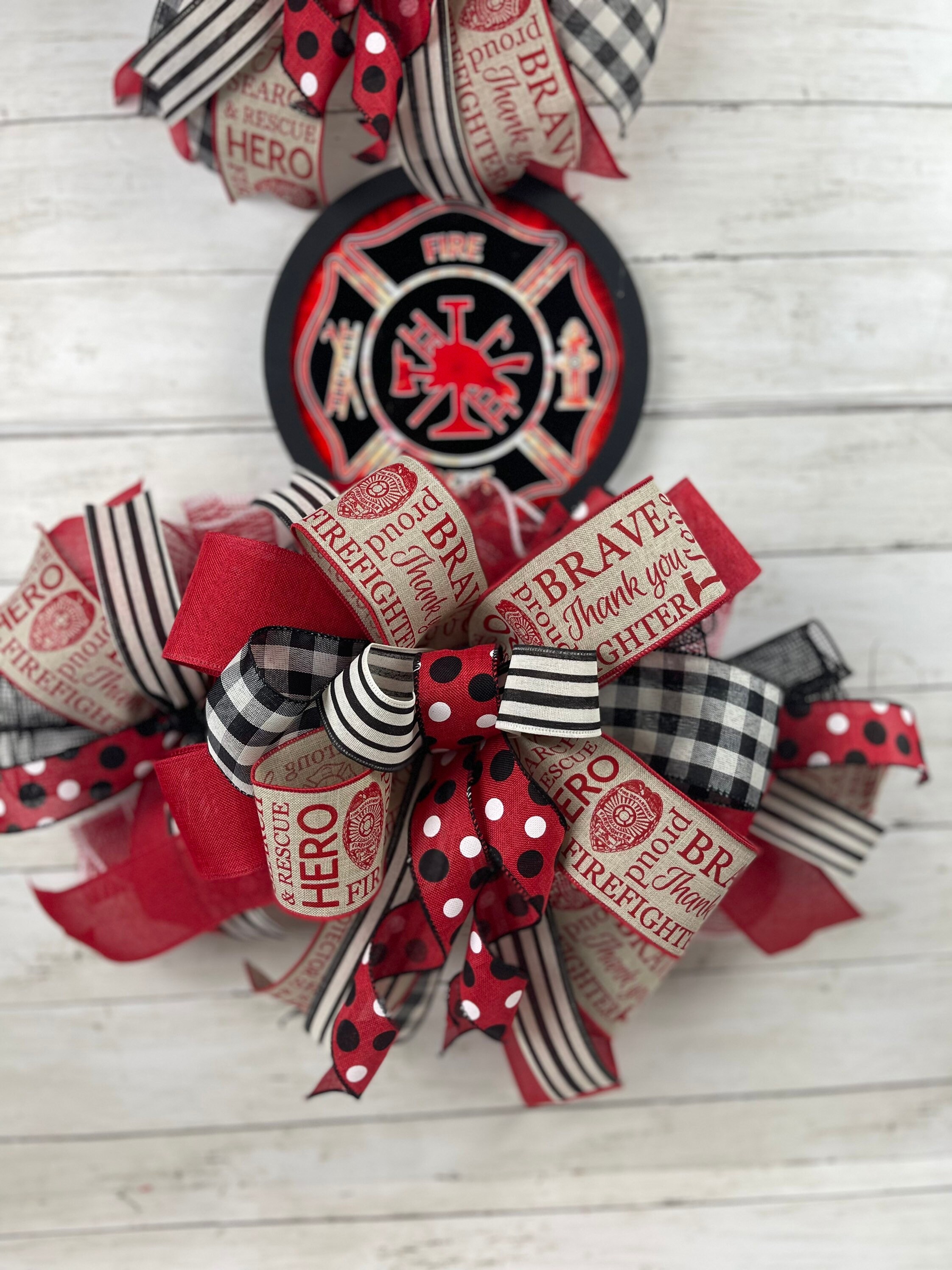 Firefighter Front Door Wreath Firehouse Hero Wall Decor - Etsy