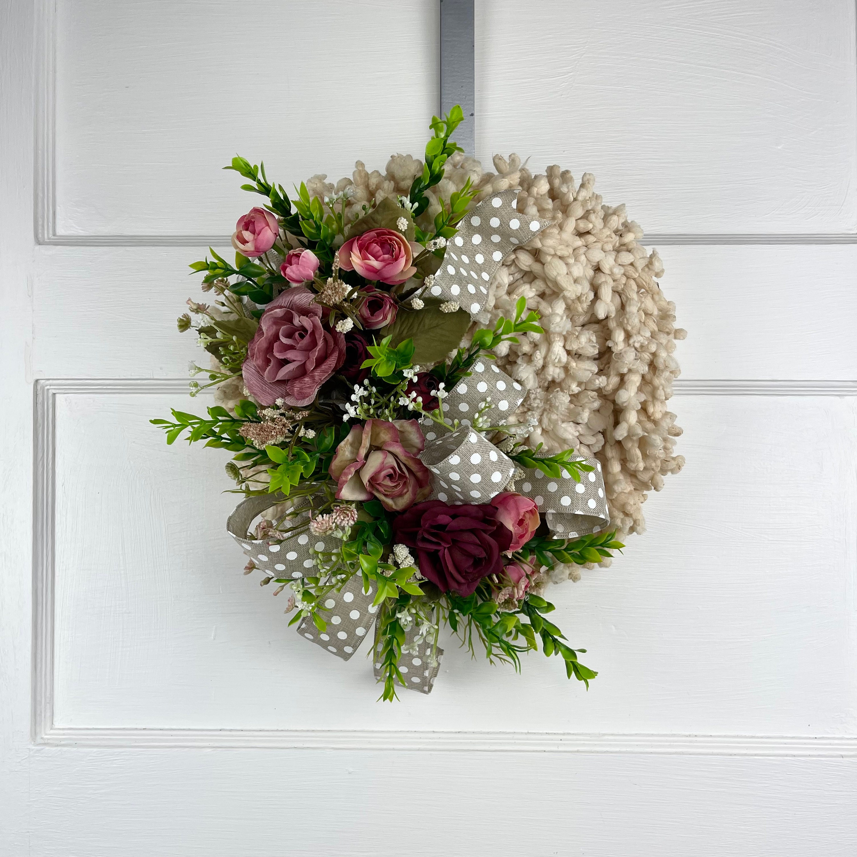 Victorian Pink Rose Wreath, Vintage Rise Wall Wreath Decor, French ...