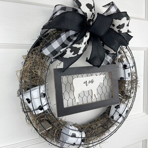 Farmhouse Cow Wreath, Country Cow Wreath, Rustic Cow Wreath, Primitive Cow Wreath, Country ...