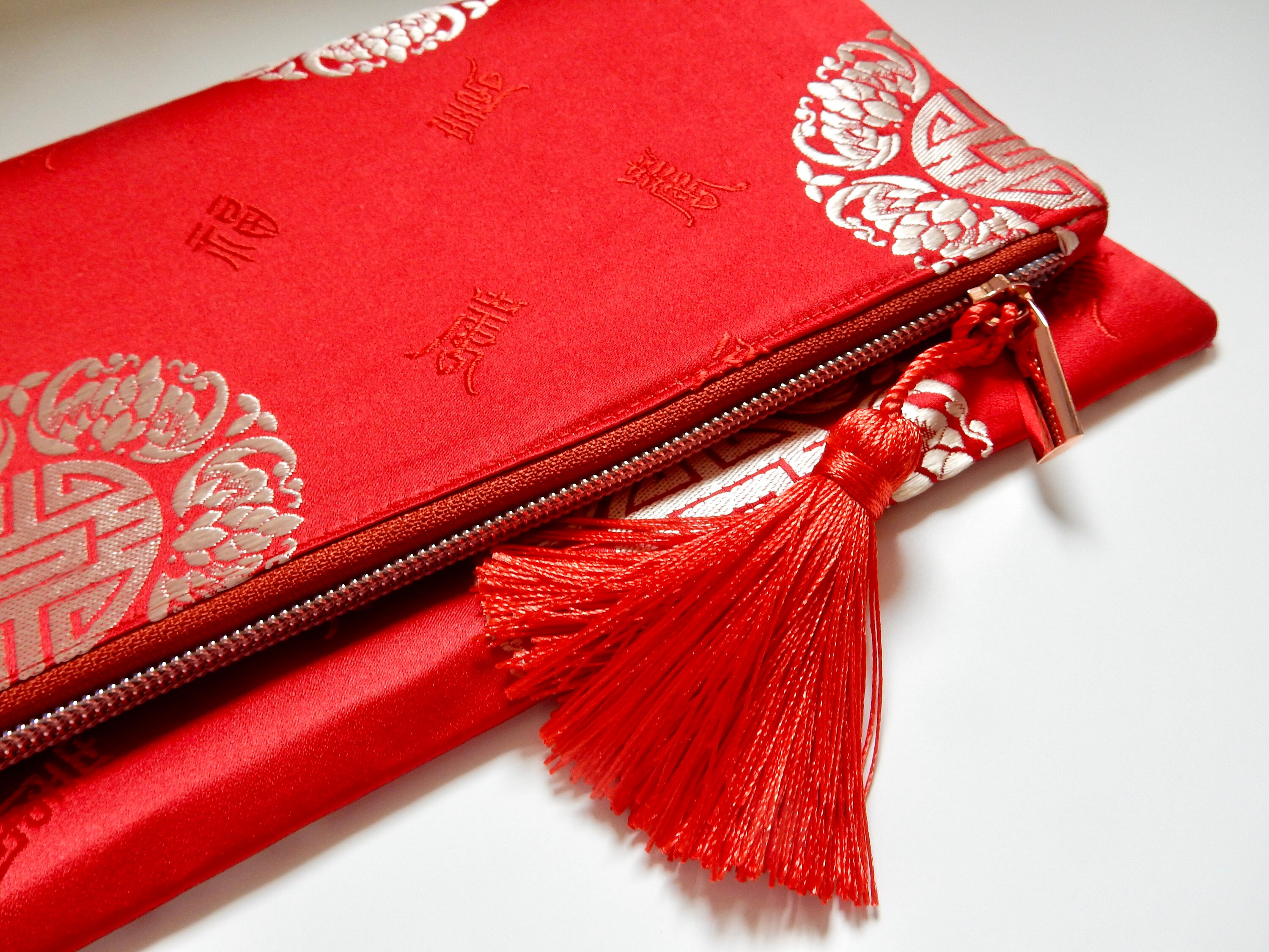 Vintage Asian Silk Bold Red Symbol Fabric Fold Over Clutch W - Etsy