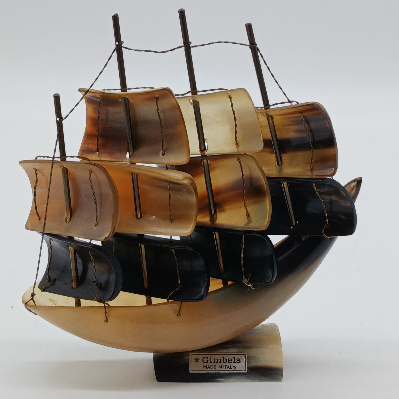 Vintage Bull Horn Sailing Ship Art Sculpture - Etsy