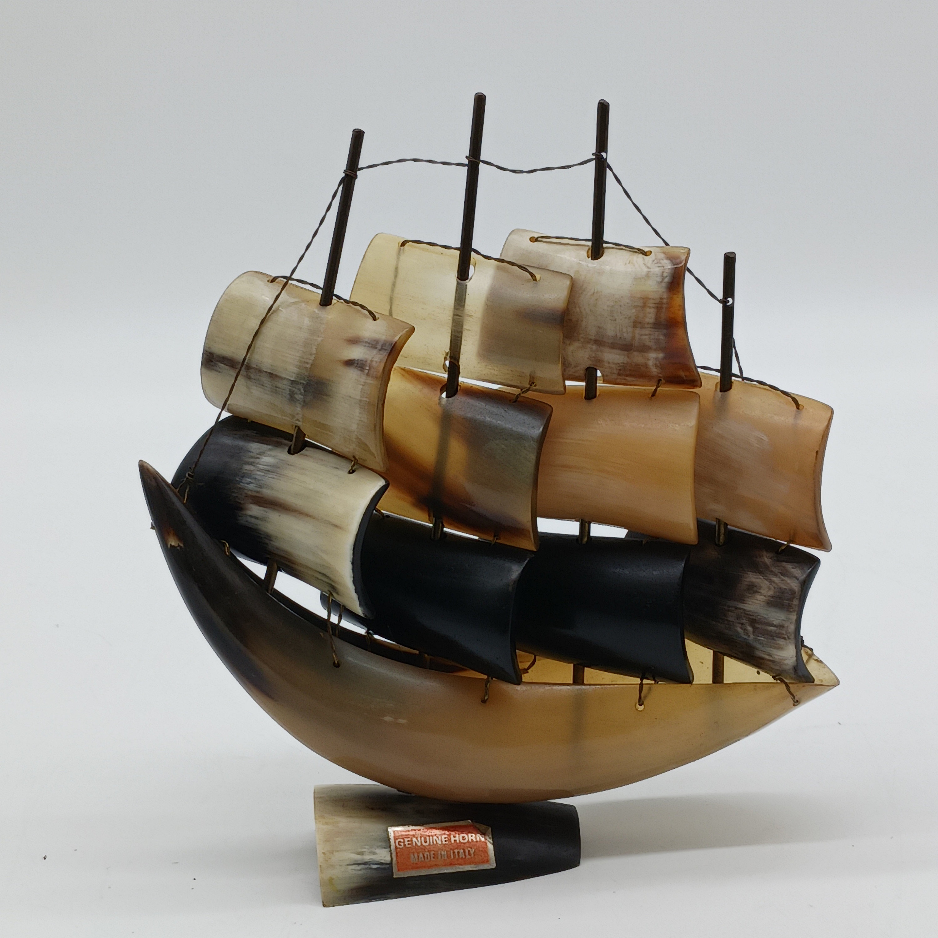 Vintage Bull Horn Sailing Ship Art Sculpture - Etsy