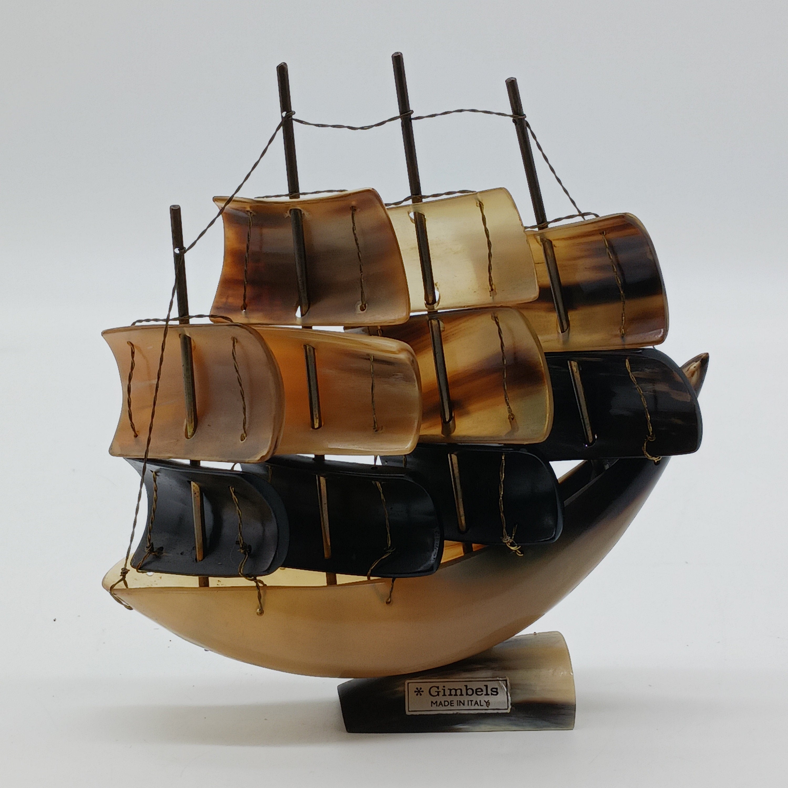 Vintage Bull Horn Sailing Ship Art Sculpture - Etsy