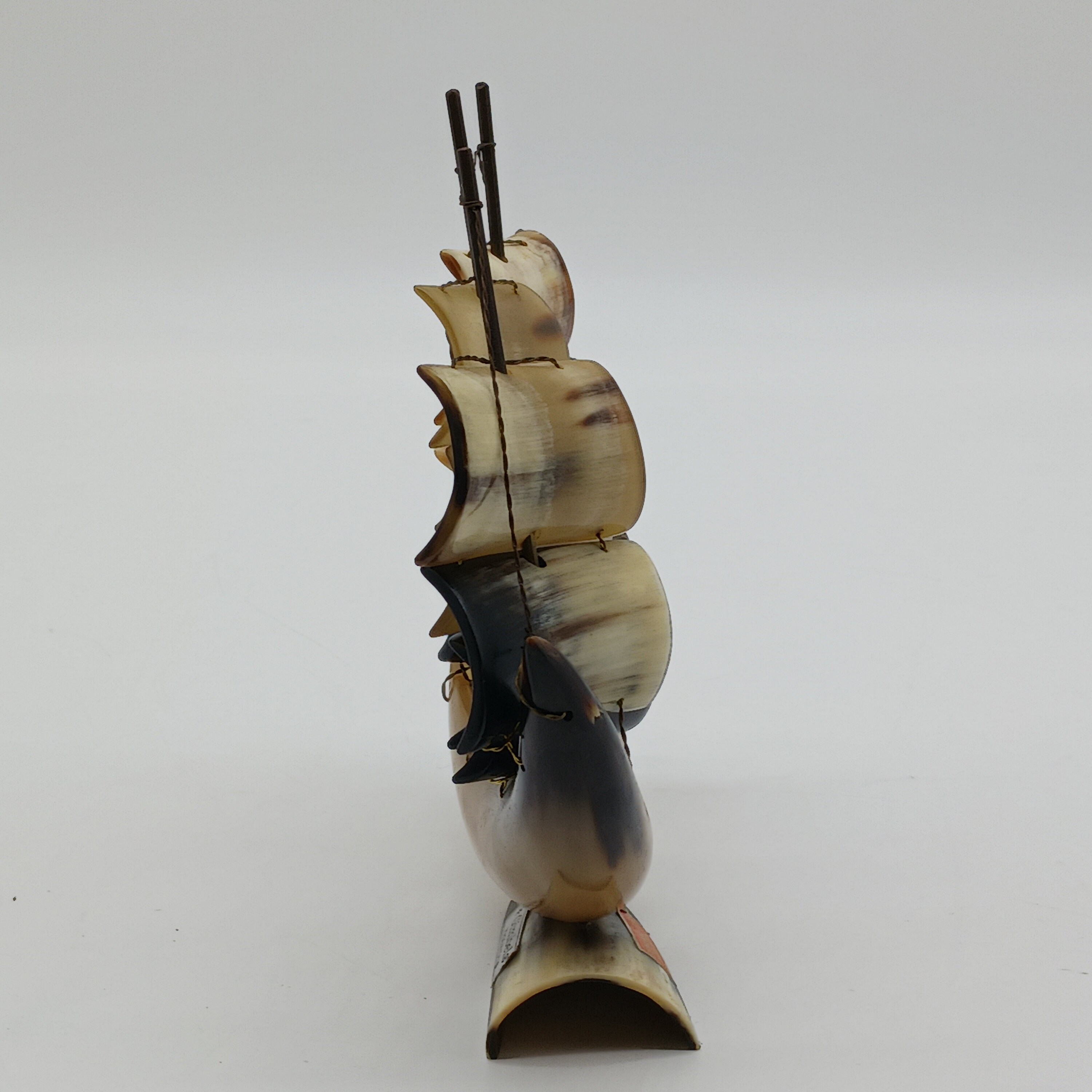 Vintage Bull Horn Sailing Ship Art Sculpture - Etsy