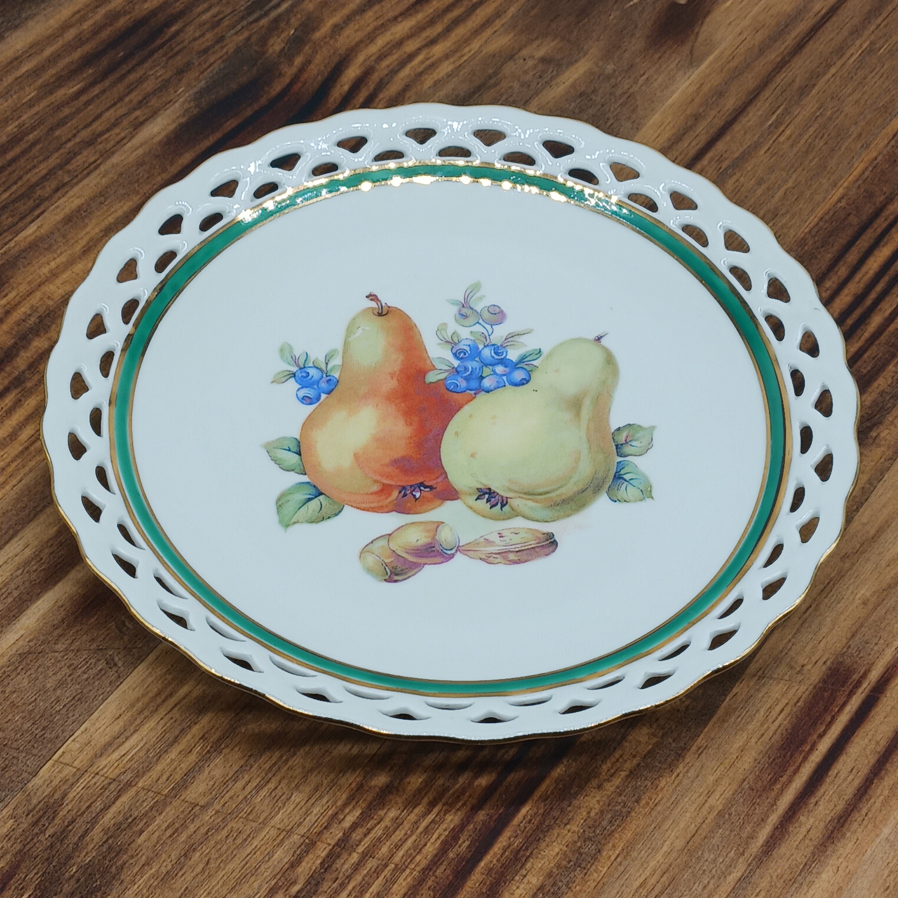 Set of 3 Vintage Wintering German Bavarian Gold Rim Lattice Porcelain ...