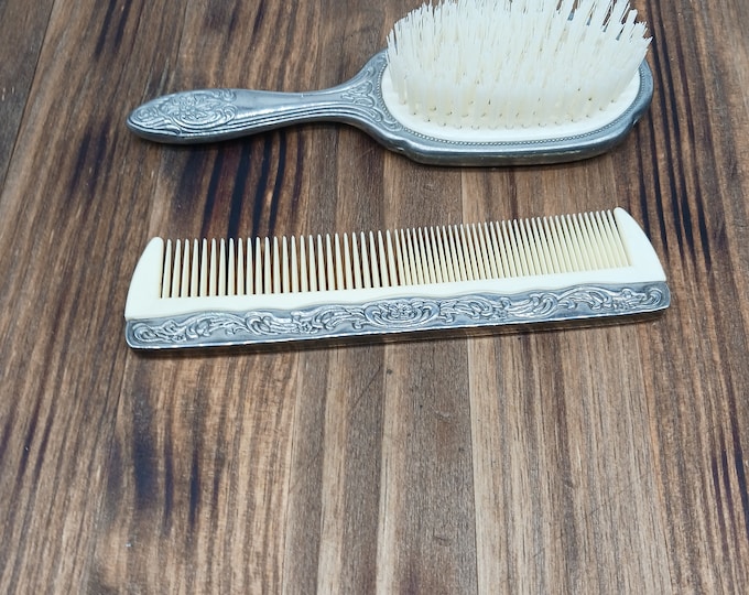 Vintage Godinger Art Nouveau Silver-plated Vanity Set Mirror Brush Comb ...