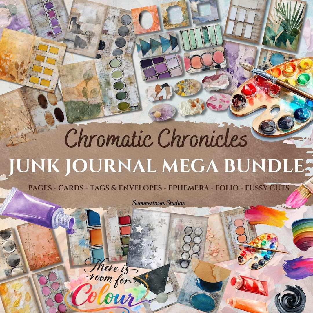 Paint Swatch Junk Journal Bundle Kit, Vintage Printable Folio Ephemera ...