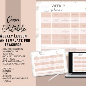 Editable Weekly Lesson Plan Template for Teachers Daily Planner Instant ...